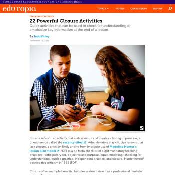 22 Powerful Closure Activities :: Resources :: California Educators ...