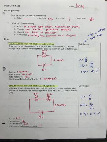 PhET Circuit Lab Key 1 :: Resources :: California Educators Together