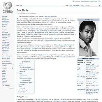 Biography of Sam Cooke :: Resources :: California Educators Together