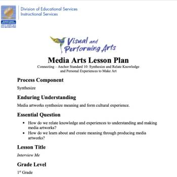 1st Grade Media Arts Lesson Plan :: Resources :: California Educators ...