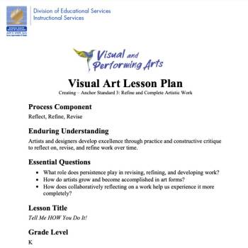 Kindergarten Visual Arts Lesson Plan :: Resources :: California ...