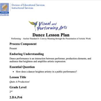 2nd Grade Dance Lesson Plan :: Resources :: California Educators Together