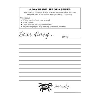 A Day in the Life of a Spider Diary Entry :: Resources :: California ...