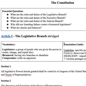 The Constitution: Guided Reading :: Resources :: California Educators ...