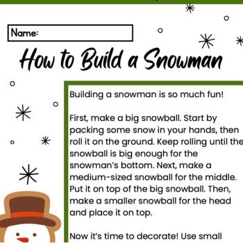 How to Build a Snowman Informational Reading & Writing :: Resources ...