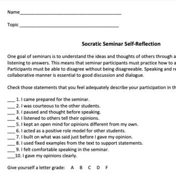 Socratic Seminar Self Reflection :: Resources :: California Educators ...