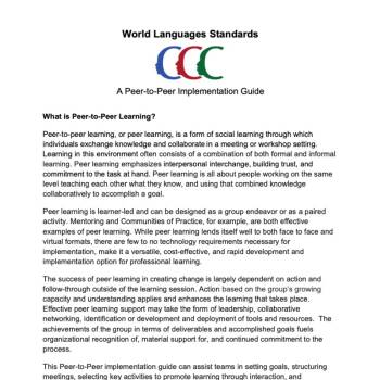 World Languages Standards Implementation: Peer to Peer Learning Guide ...