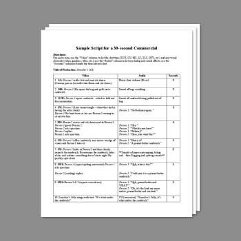 A/V Script Sample [30-second Commercial] (PDF) :: Resources ...