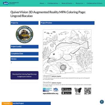 QuiverVision 3D Augmented Reality MPA Coloring Page: Lingcod/Bacalao ...