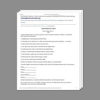 Commitment Card by Martin Luther King, Jr :: Resources :: California ...