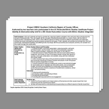 Identity & Intersectionality Unit, Ethnic Studies integrated with 9th ...