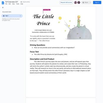 The Little Prince Overview :: Resources :: California Educators Together