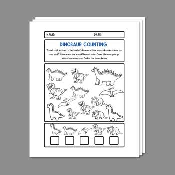 Dinosaur Counting Worksheet :: Resources :: California Educators Together