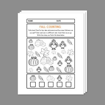 Fall Counting Worksheet :: Resources :: California Educators Together