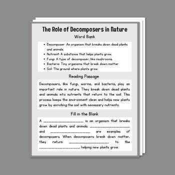 The Role of Decomposers in Nature Reading Passage :: Resources ...