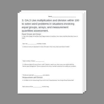 3.OA.3 Use Multiplication and Division within 100 to Solve Word ...