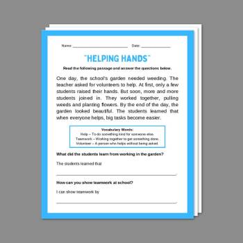 "Helping Hands" Reading Passage :: Resources :: California Educators ...