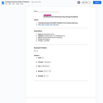 Dividing Fractions Mini Lesson :: Resources :: California Educators ...
