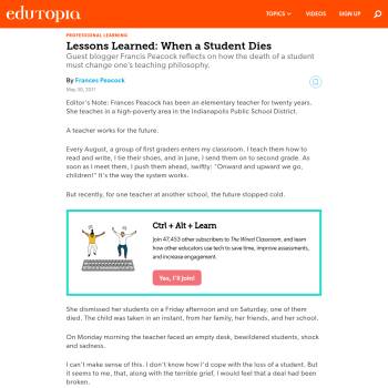 Lessons Learned: When a Student Dies :: Resources :: California ...