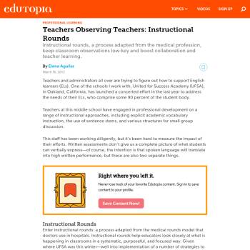 Teachers Observing Teachers: Instructional Rounds :: Resources ...