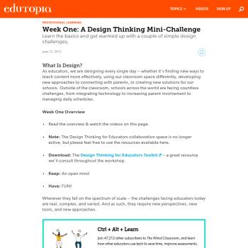 Week One: A Design Thinking Mini-Challenge :: Resources :: California ...