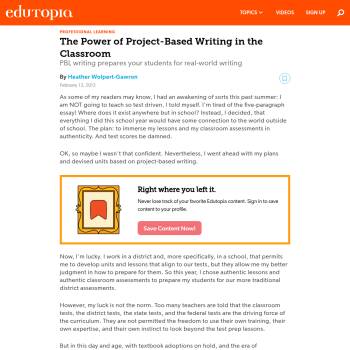 The Power of Project-Based Writing in the Classroom :: Resources ...