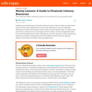 Money Lessons: A Guide to Financial-Literacy Resources :: Resources ...