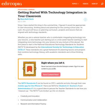 Getting Started With Technology Integration in Your Classroom :: Resources :: California ...