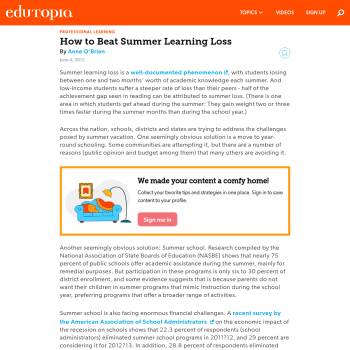 How to Beat Summer Learning Loss :: Resources :: California Educators ...