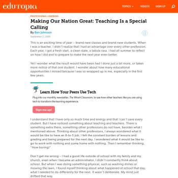Making Our Nation Great: Teaching Is a Special Calling :: Resources ...