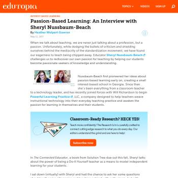 Passion-Based Learning: An Interview with Sheryl Nussbaum-Beach :: Resources :: California ...