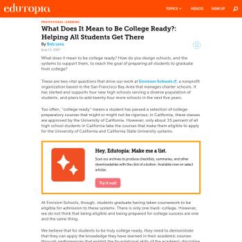 What Does It Mean to Be College Ready?: Helping All Students Get There ...