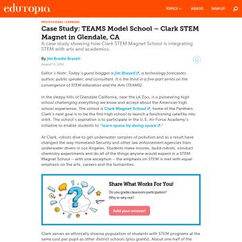 Case Study: TEAMS Model School – Clark STEM Magnet in Glendale, CA :: Resources :: California ...