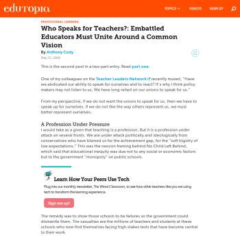 Who Speaks for Teachers?: Embattled Educators Must Unite Around a Common Vision :: Resources ...