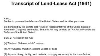 Lend-Lease Act (1941) and Resource Materials :: Resources :: California ...