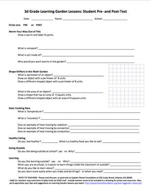 Learning Garden Lessons: Student Pre- and Post-Test: Grade 3 | Project ...