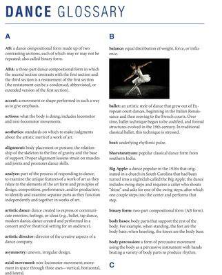 Dance Glossary | Dance Arts Toolkit :: Resources :: California ...