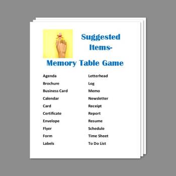 Suggested Items for Memory Table Game :: Resources :: California ...