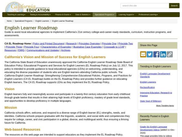English Learner Roadmap - CDE :: Resources :: California Educators Together