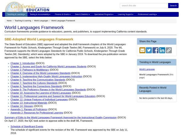 World Languages Framework :: Resources :: California Educators Together