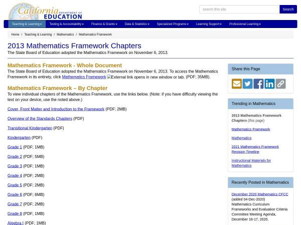 Math Framework :: Resources :: California Educators Together