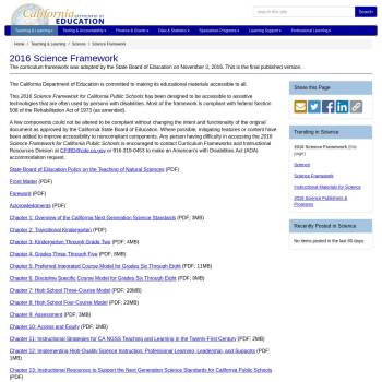 Science Framework :: Resources :: California Educators Together