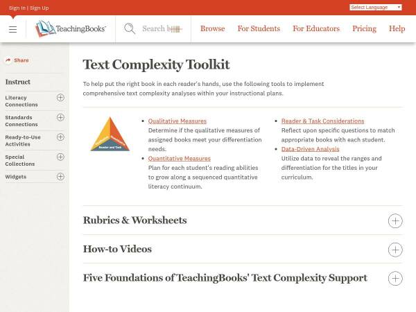 Text Complexity Toolkit | TeachingBooks :: Resources :: California ...