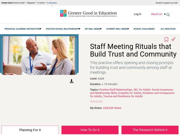 Staff Meeting Rituals that Build Trust and Community :: Resources ...