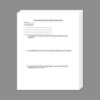 Personal Narrative Rubric Brainstorm :: Resources :: California ...