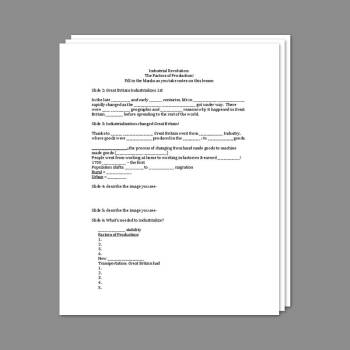 Industrialization: The Factors of Production fill in the blank notes ...