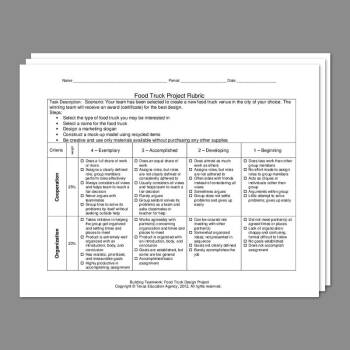 Food Truck Project Group Rubric :: Resources :: California Educators ...