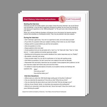Oral History Interview Sheet :: Resources :: California Educators Together