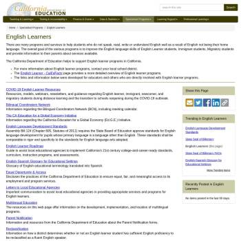 English Learners - Specialized Programs :: Resources :: California ...